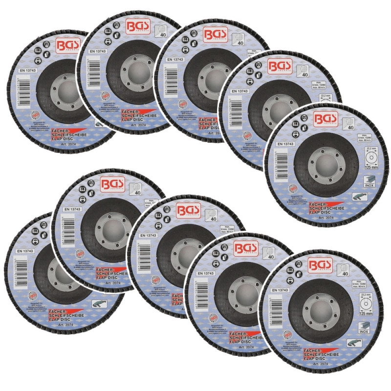 LOT 10 DISQUES Ø 125 mm - DISQUES A LAMELLES BGS GRAIN 40